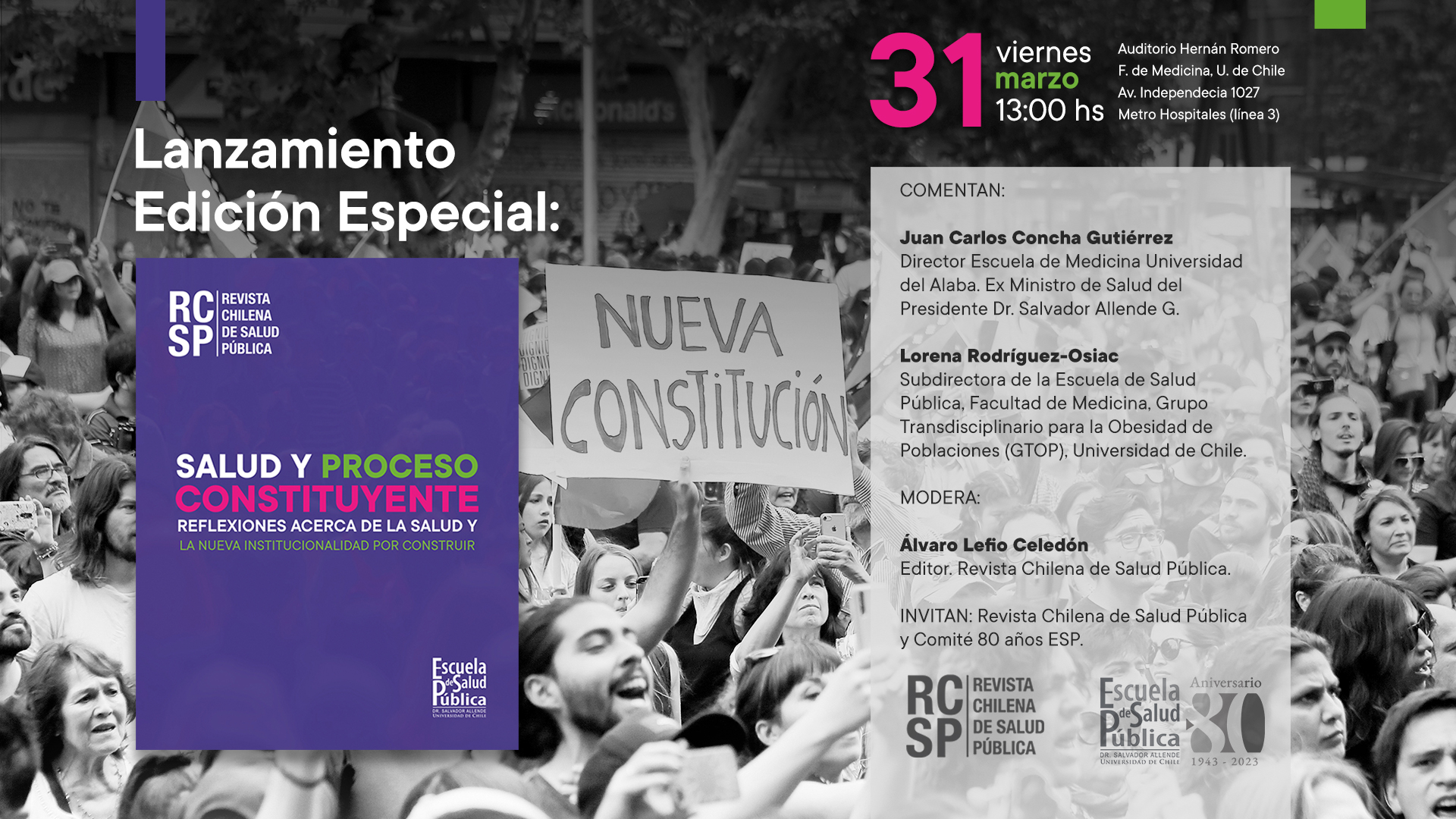 Lanzamiento nuevo libro especial de la Revista Chilena de Salud Pública ...